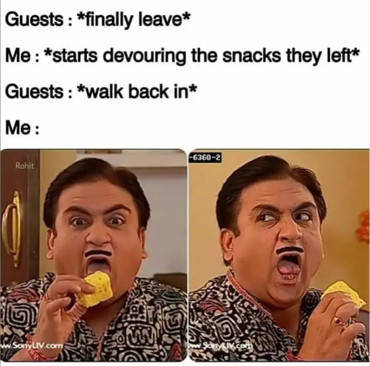 Eating Snacks After Guests Have Left