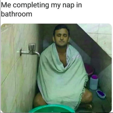 Completing Nap In Bathroom