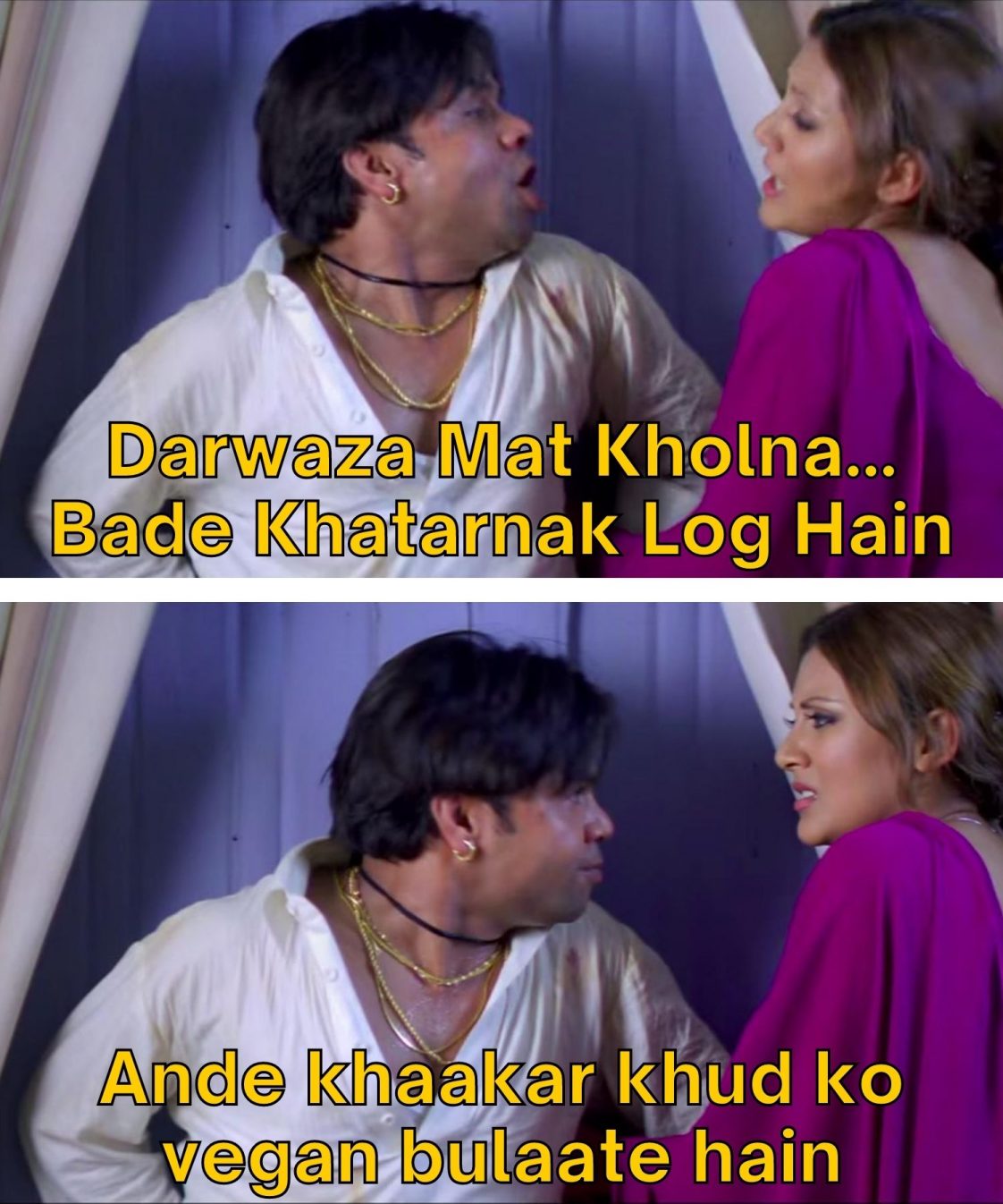 Darwaza Mat Kholna Meme Ft. Vegans